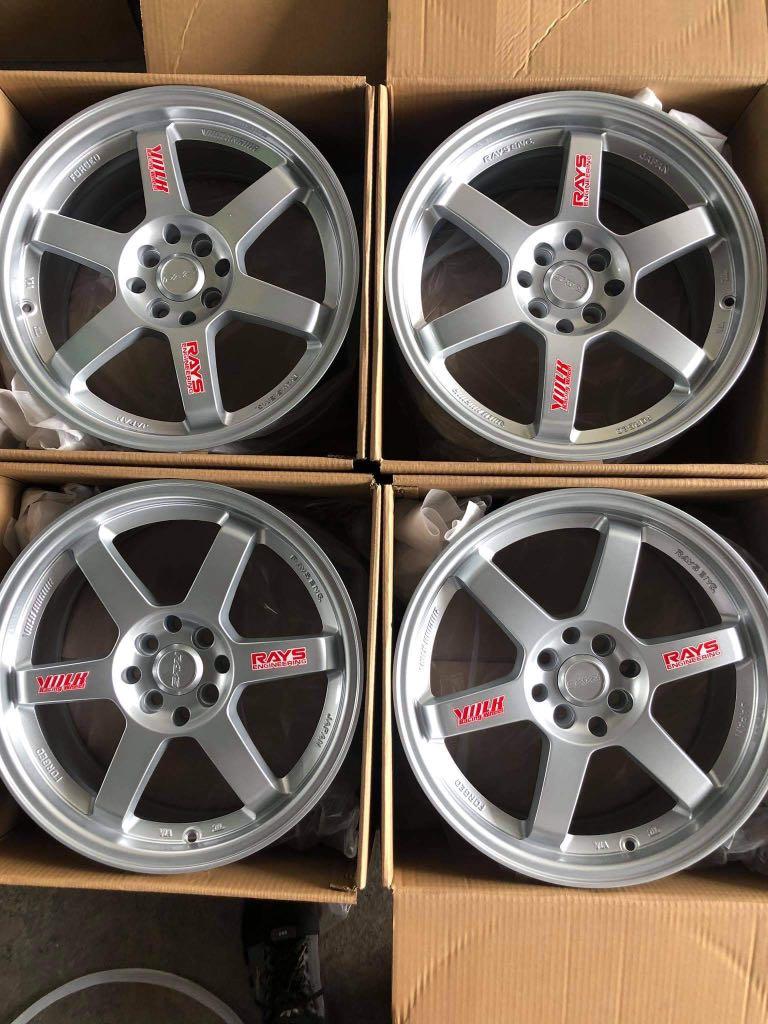 17” Te37 Rays design code 6018 silver mags 4Holes pcd 100-114 Bnew, Car ...