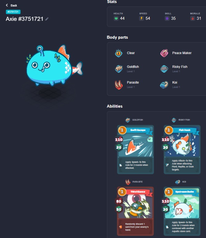 Axie Infinity Team (Aqua Beast Plant), Video Gaming, Gaming Accessories ...