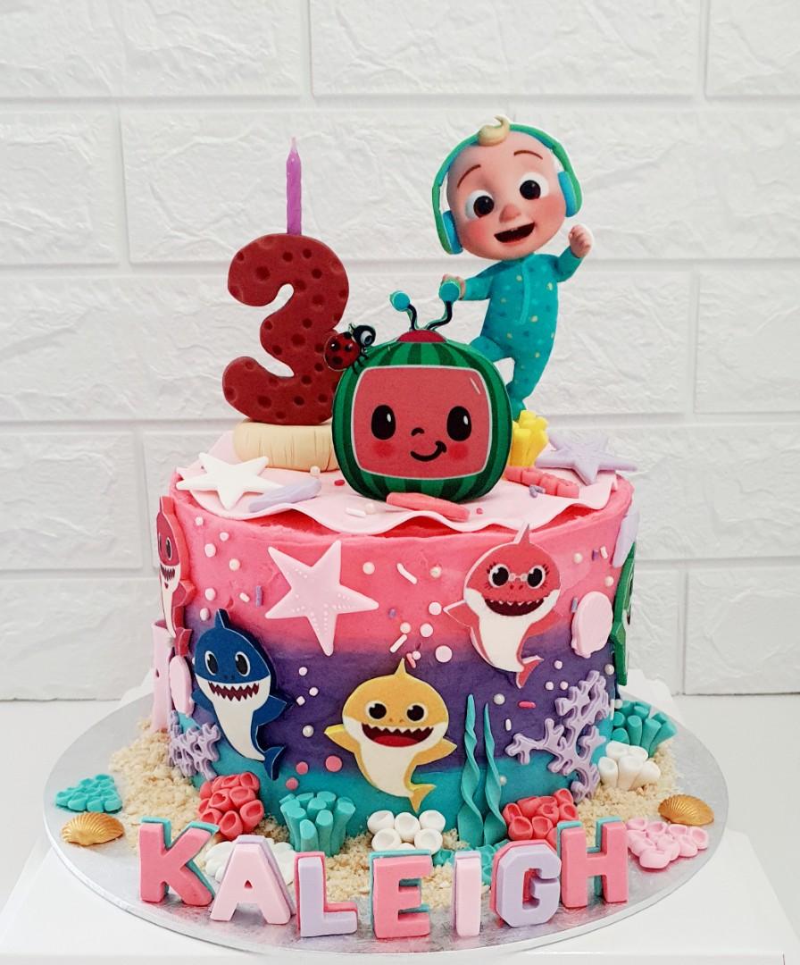Baby Shark and Cocomelon Cake, Food & Drinks, Homemade Bakes on Carousell