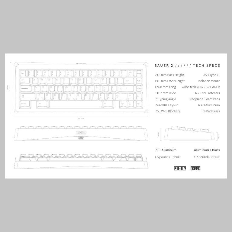 Dixie Mech Bauer 2 Polycarb + Cyan 65% keyboard kit Omnitype BNIB ...