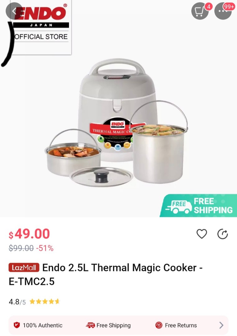 Endo Thermal Magic Cooker Pot, TV & Home Appliances, Kitchen Appliances ...