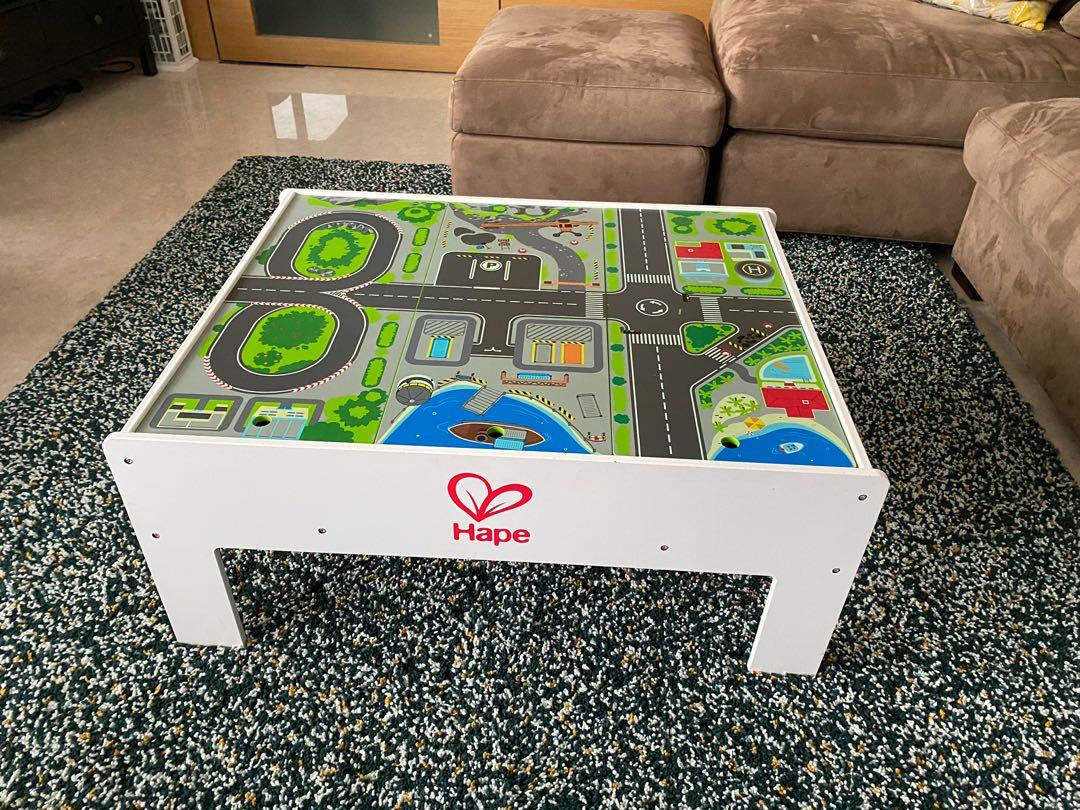 Hape train table with storage on Carousell