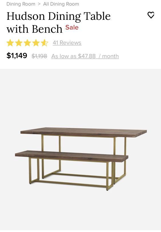 Casterly 1.8m Dining Table with 1.4m Bench with warranty , Furniture ...