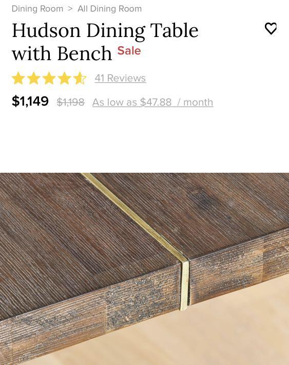 Casterly 1.8m Dining Table with 1.4m Bench with warranty , Furniture ...