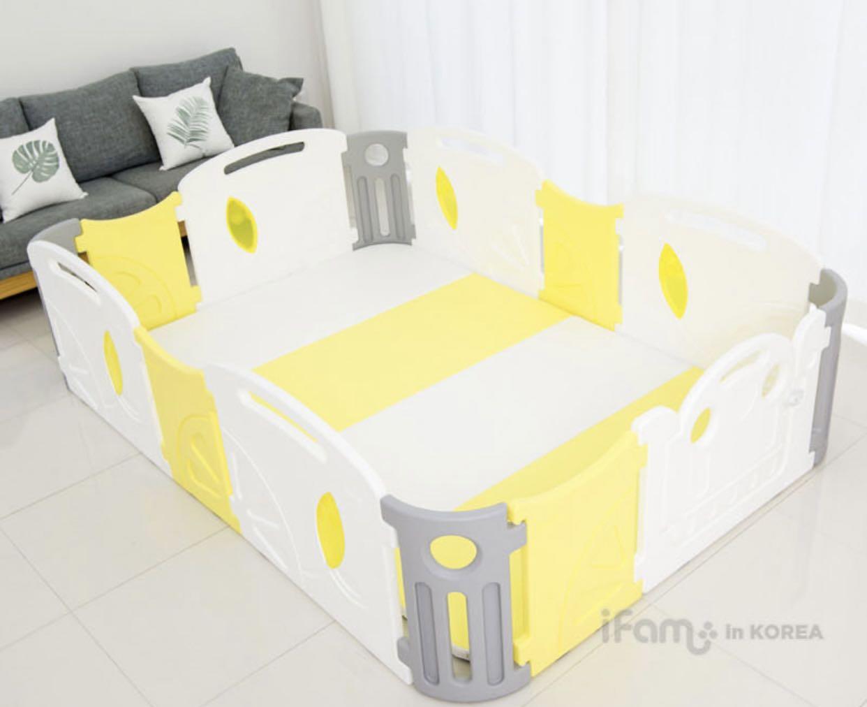 Playpen & Mat - IFAM playpen 14pcs + Playmat lemon w3 + safely secured ...
