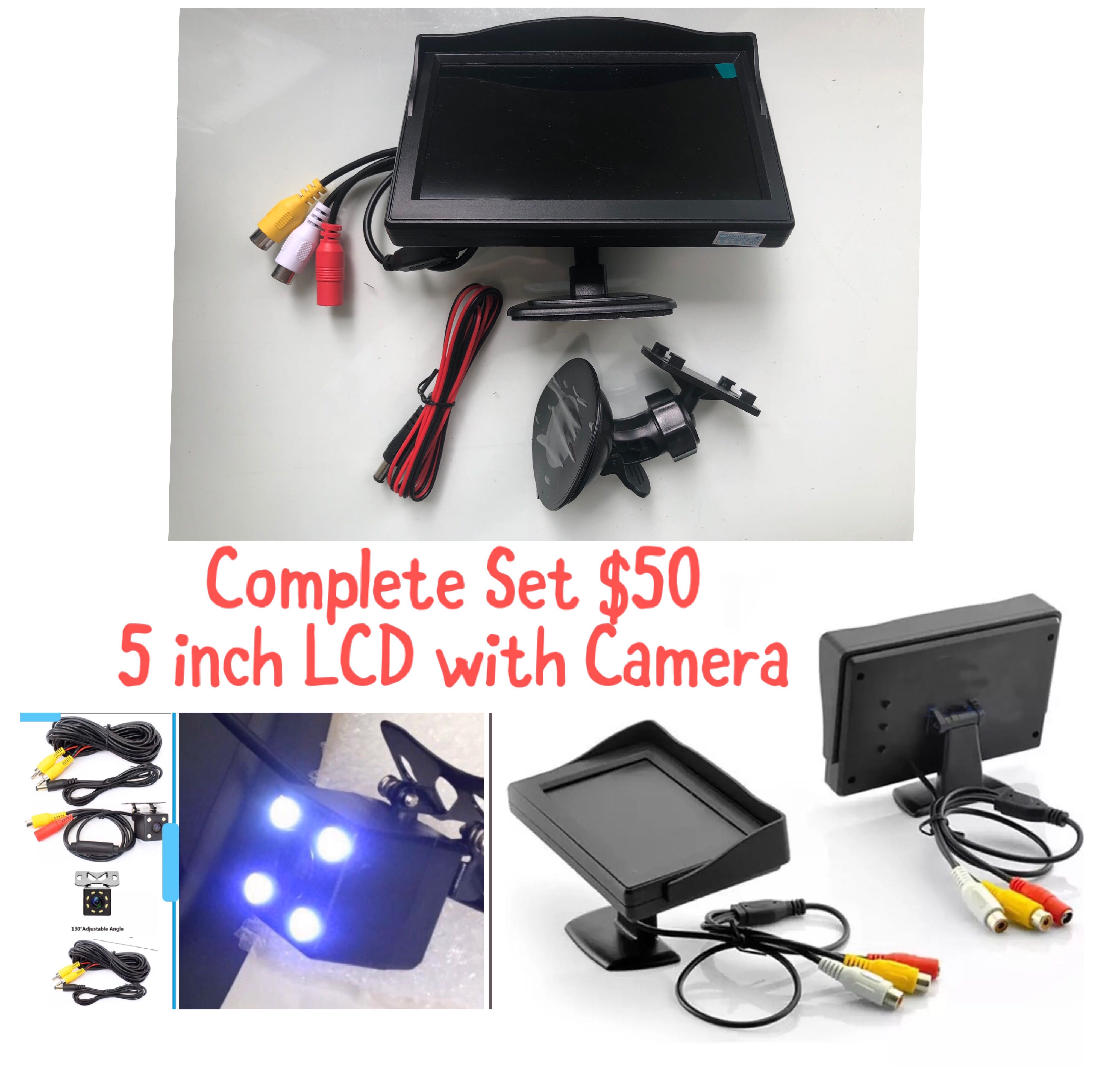 Large 5 inch LCD Display with Reverse Camera, Car Accessories ...
