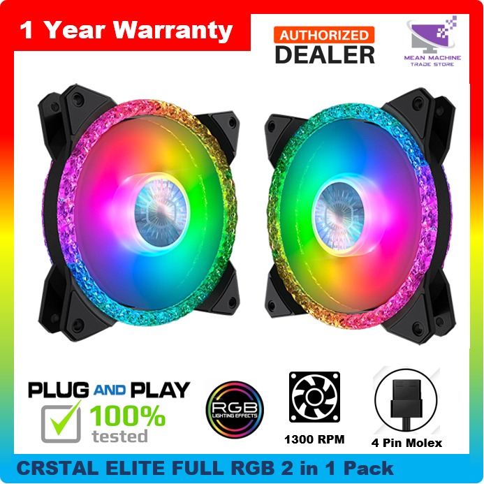 Machine 2 in 1 Pack Crystal RGB Edition 12CM Dual Ring LED Gaming Fan ...