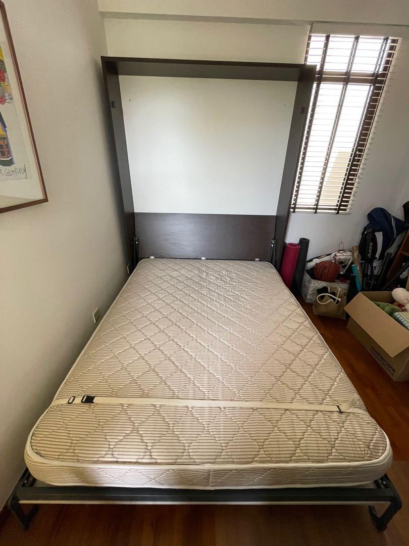 Pull down bed (queen size), Furniture & Home Living, Furniture, Bed ...