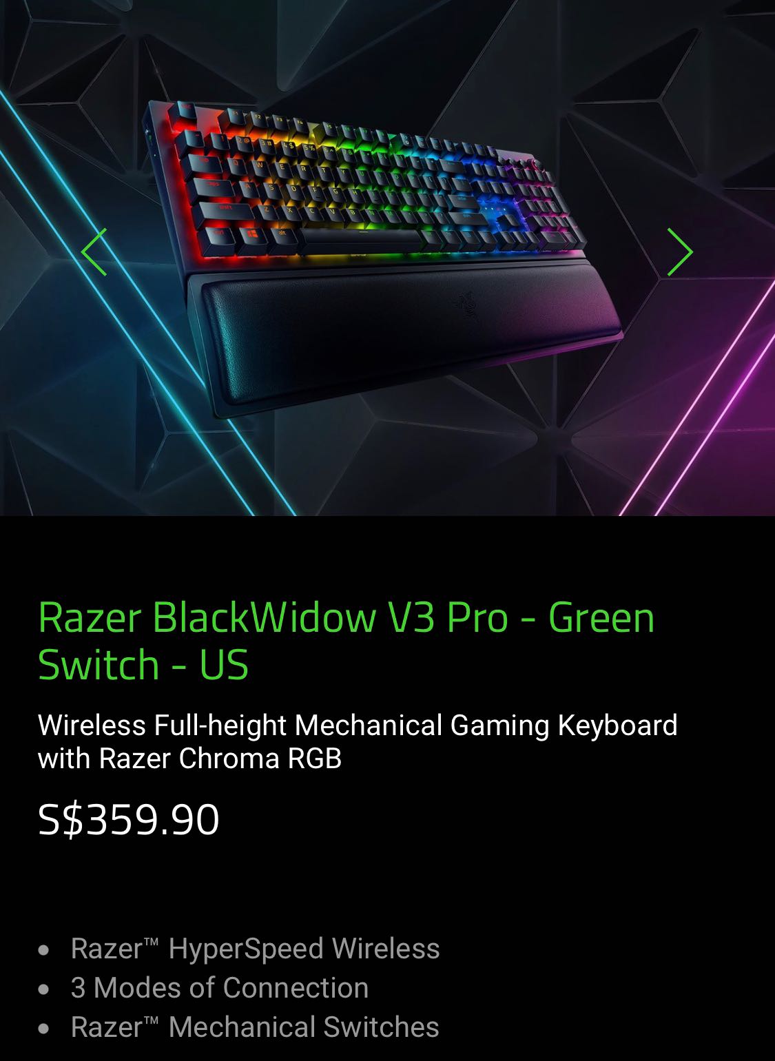 Razer Blackwidow V3 Pro Wireless Mechanical Gaming Keyboard, Computers ...