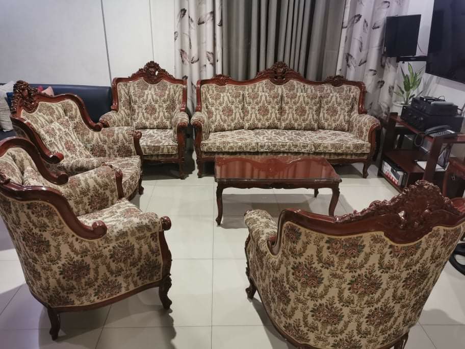 Sala Set Nara Wood Vintage, Furniture & Home Living, Furniture, Sofas ...