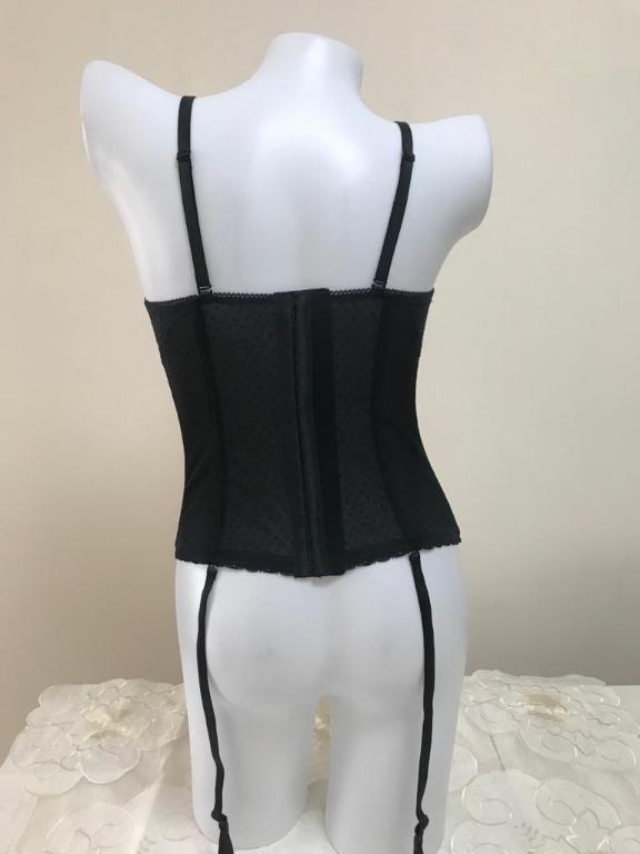 （Size: 80B /36B) 原裝歐美Sexy Black Lace & Sheer Mesh Corset with stocking ...