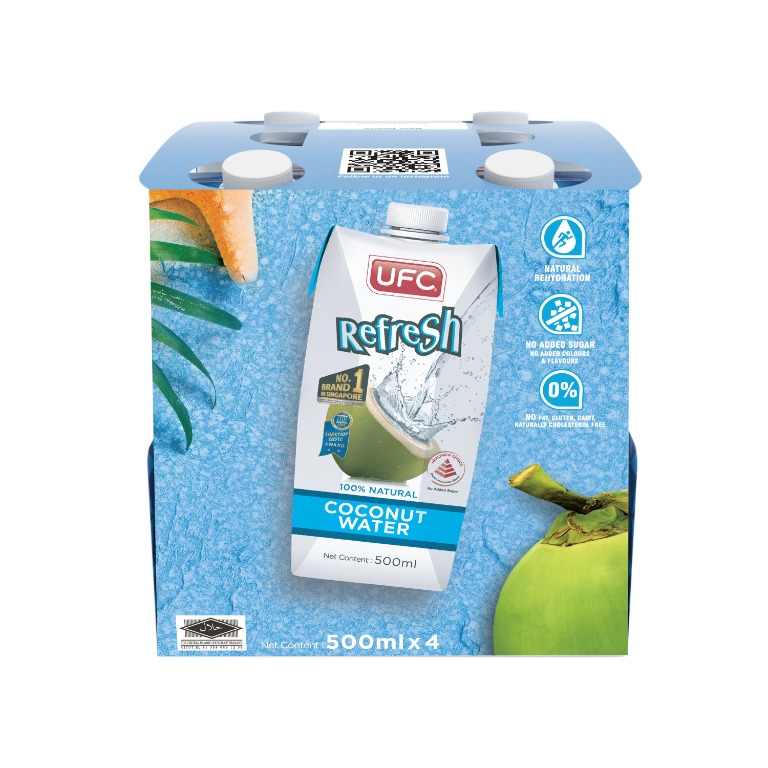 UFC Refresh Coconut Water 500ml x 4 Packs, Food & Drinks, Beverages on ...