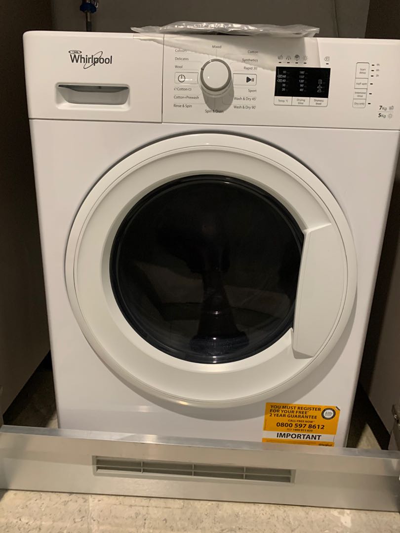 Whirlpool 7/5 kg Washer Dryer WWDE 7512, TV & Home Appliances, Washing ...