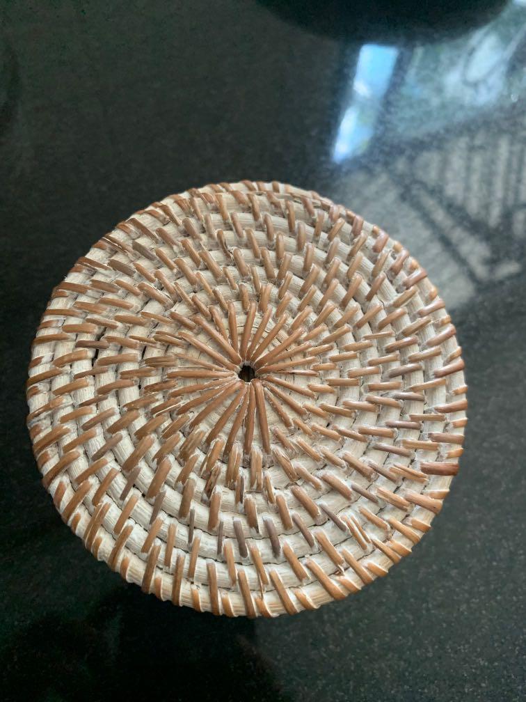 White rattan coasters x10, Furniture & Home Living, Home Decor, Other ...