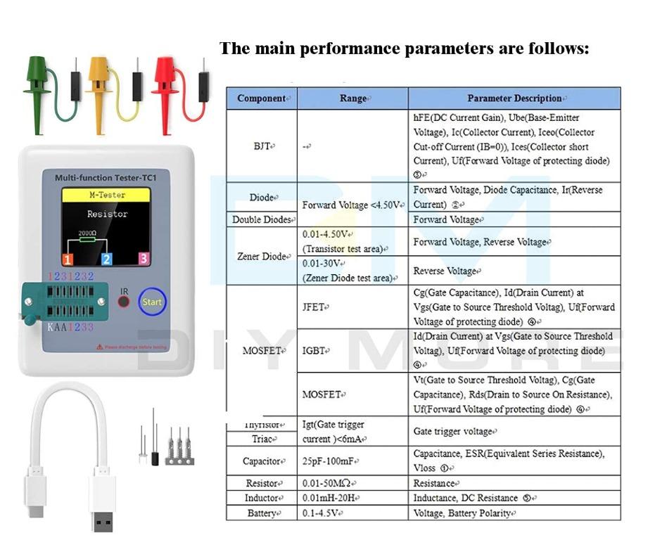 10.M diymore LCR TC1 ESR Tester Transistor Inductance Capacitance ...