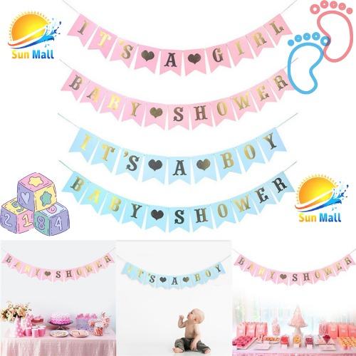 BABY SHOWER BLUE | PINK BANNER BANDERITAS, Hobbies & Toys, Stationary ...