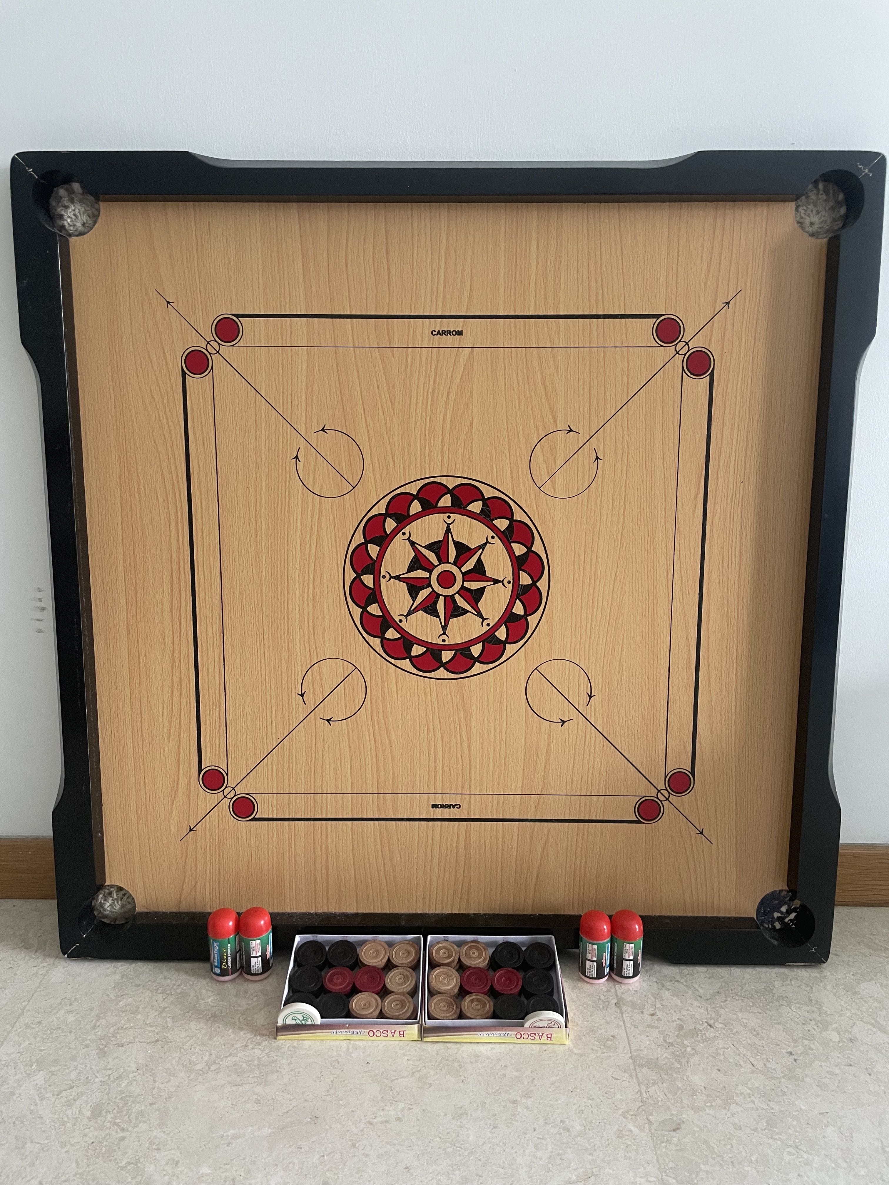 Carrom board set - with coins, stickers and powder, Hobbies & Toys ...