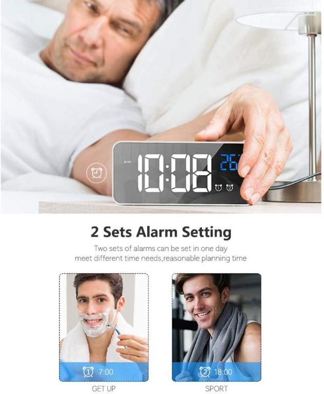 LED Digital Alarm Clock, 2 Alarms Set with 13 Music, Temperature ...