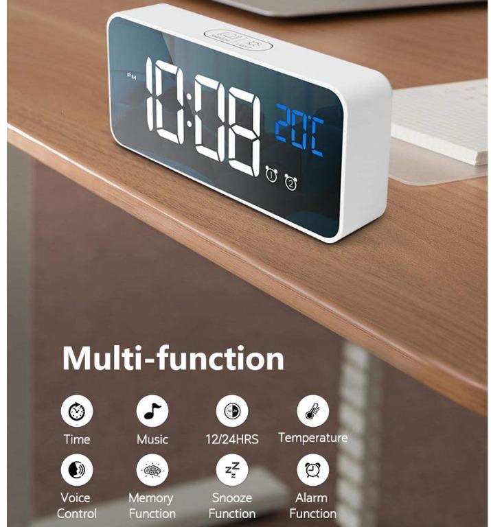 LED Digital Alarm Clock, 2 Alarms Set with 13 Music, Temperature ...