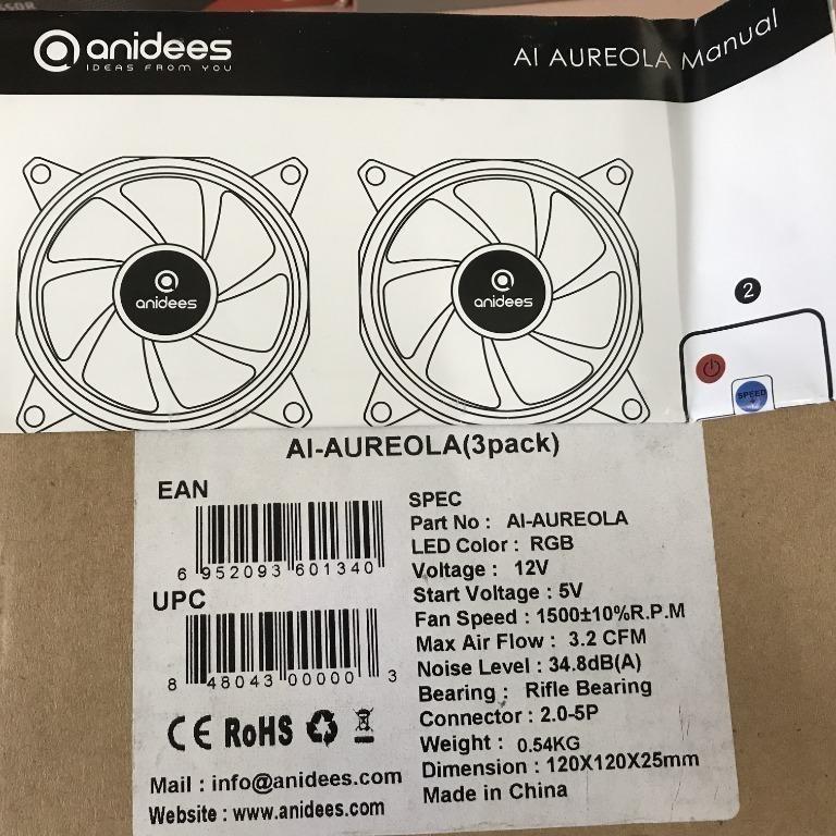 [SG READY STOCK] ANIDEES AI AUREOLA (3 Pack), 120 mm RGB Fan for Case ...