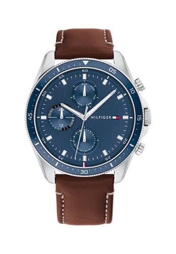 TOMMY HILFIGER 1791837 BLUE DIAL LEATHER MEN'S WATCH, Men's Fashion ...