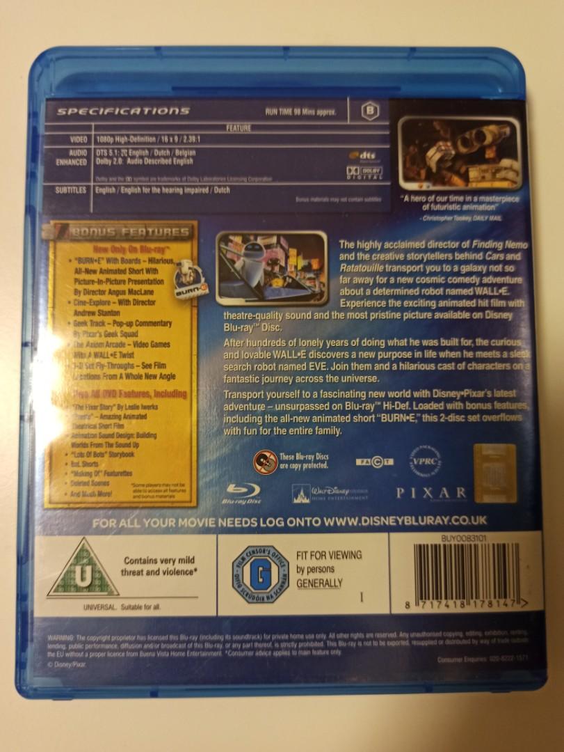 WALL E blue ray (2-disc set) English subtitle, 興趣及遊戲, 音樂、樂器 & 配件, 音樂與媒體 ...