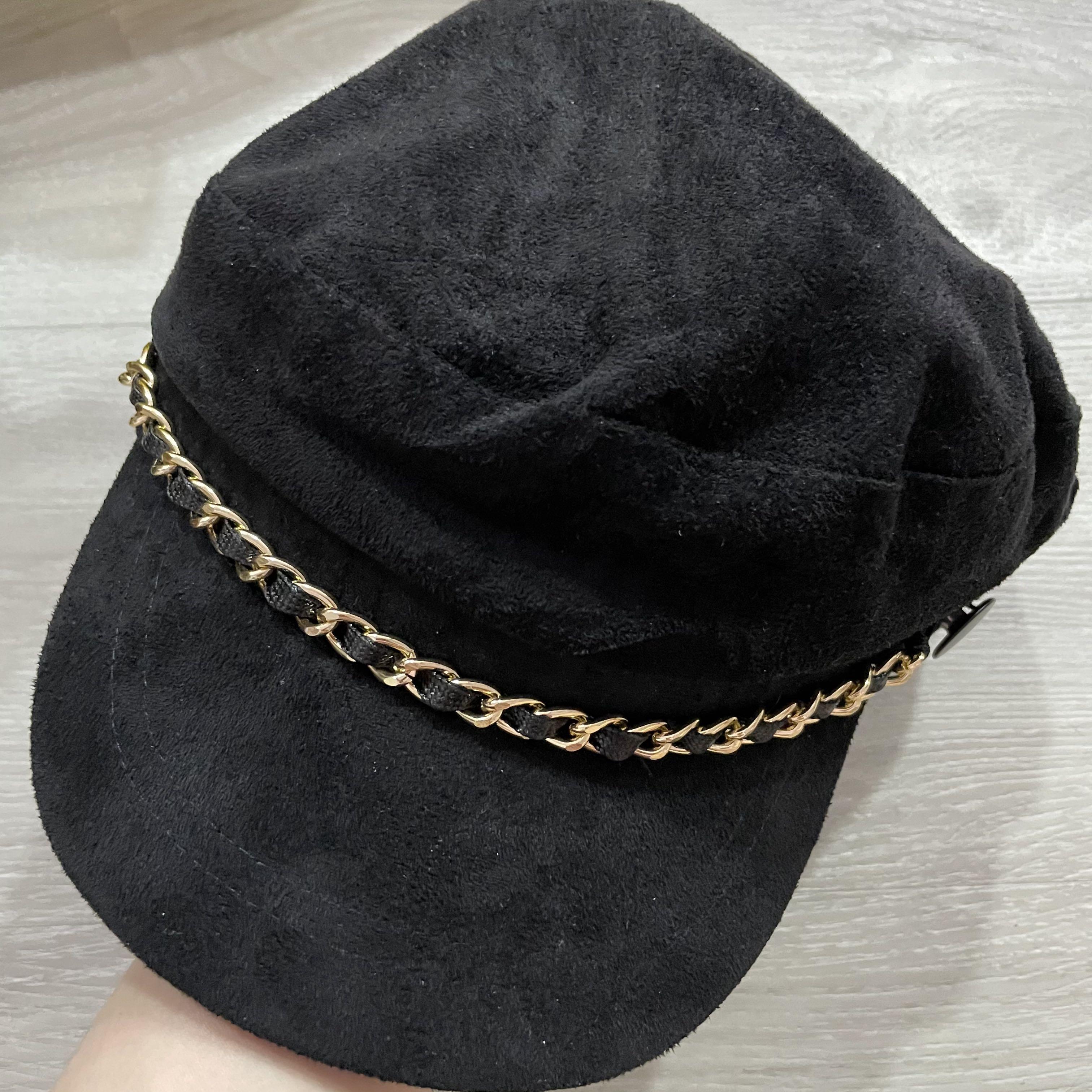 Black chained hat, Men's Fashion, Watches & Accessories, Caps & Hats on ...