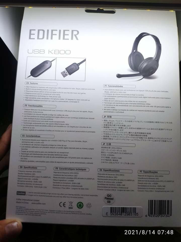 Edifier K800 USB Headphone w/microphone for Online Class and Gaming ...