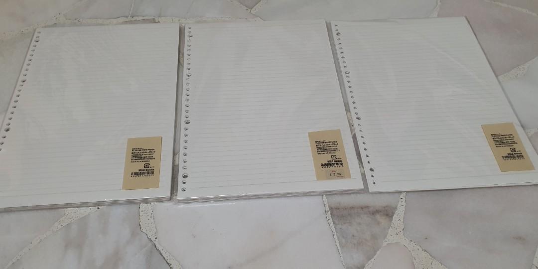 Muji A4 Loose-leaf Lined Planted Tree Paper, Hobbies & Toys, Stationery ...