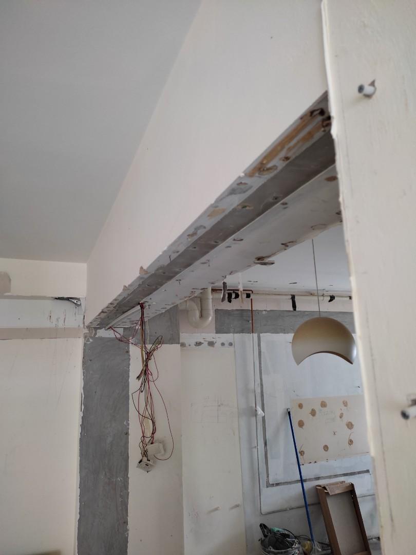 Partition wall with door set,ceiling boxup and wall plastering/ False ...