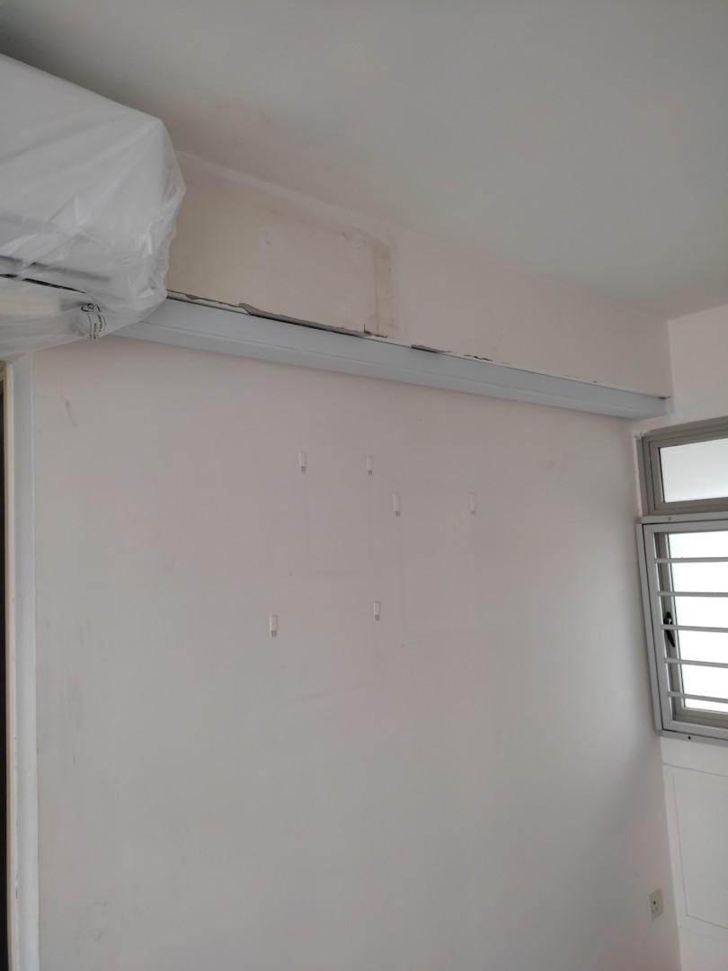 Partition wall with door set,ceiling boxup and wall plastering/ False ...