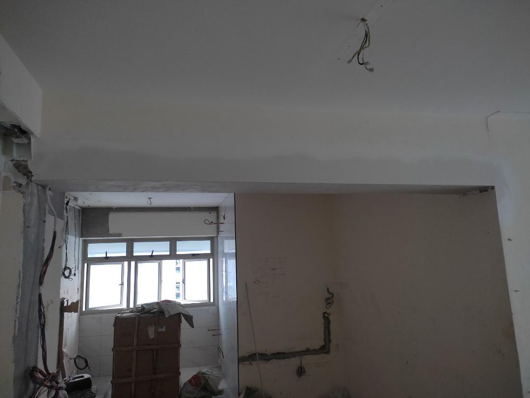 Partition wall with door set,ceiling boxup and wall plastering/ False ...