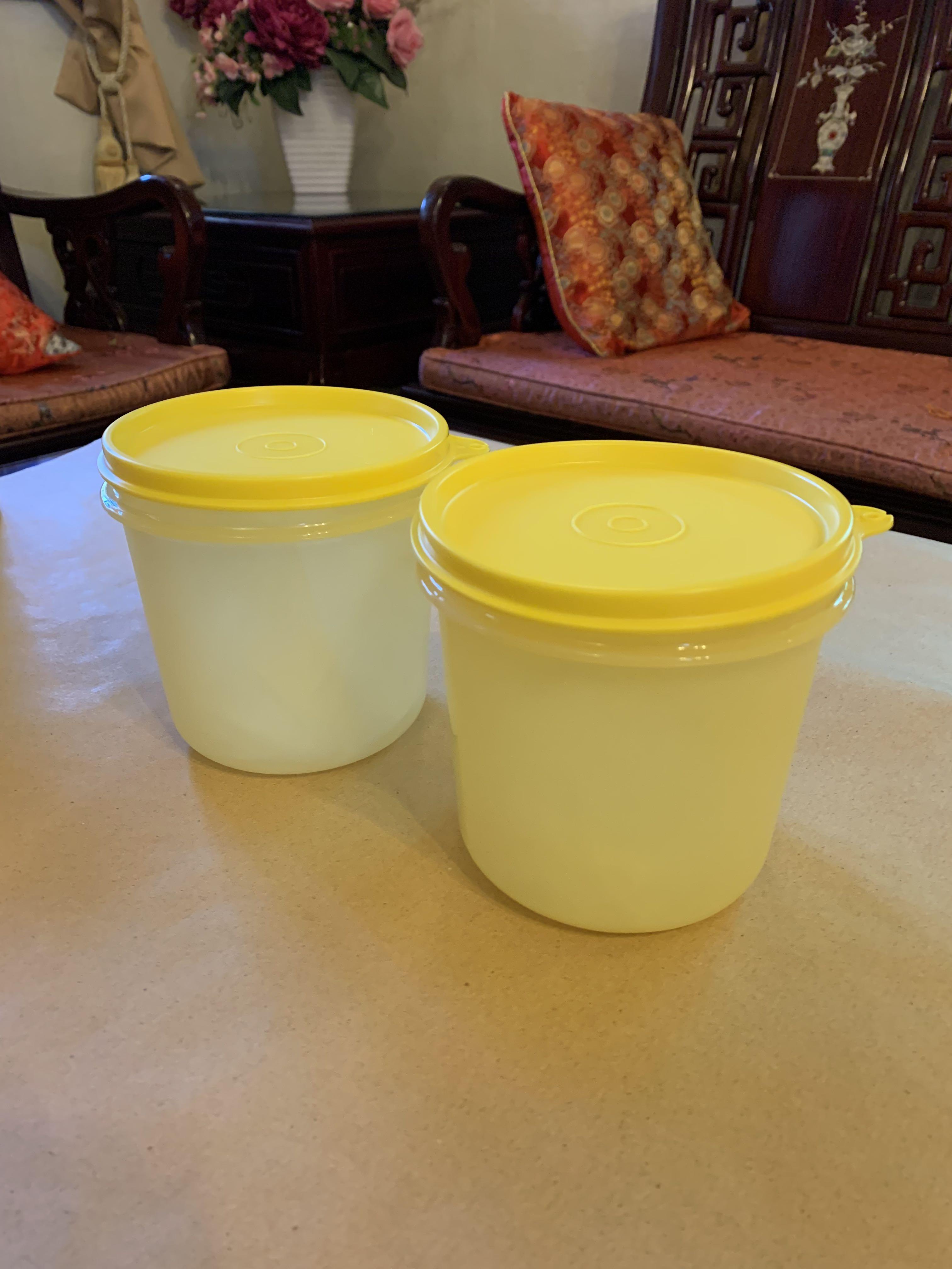 Tupperware Yellow Round Container, Furniture & Home Living, Kitchenware ...