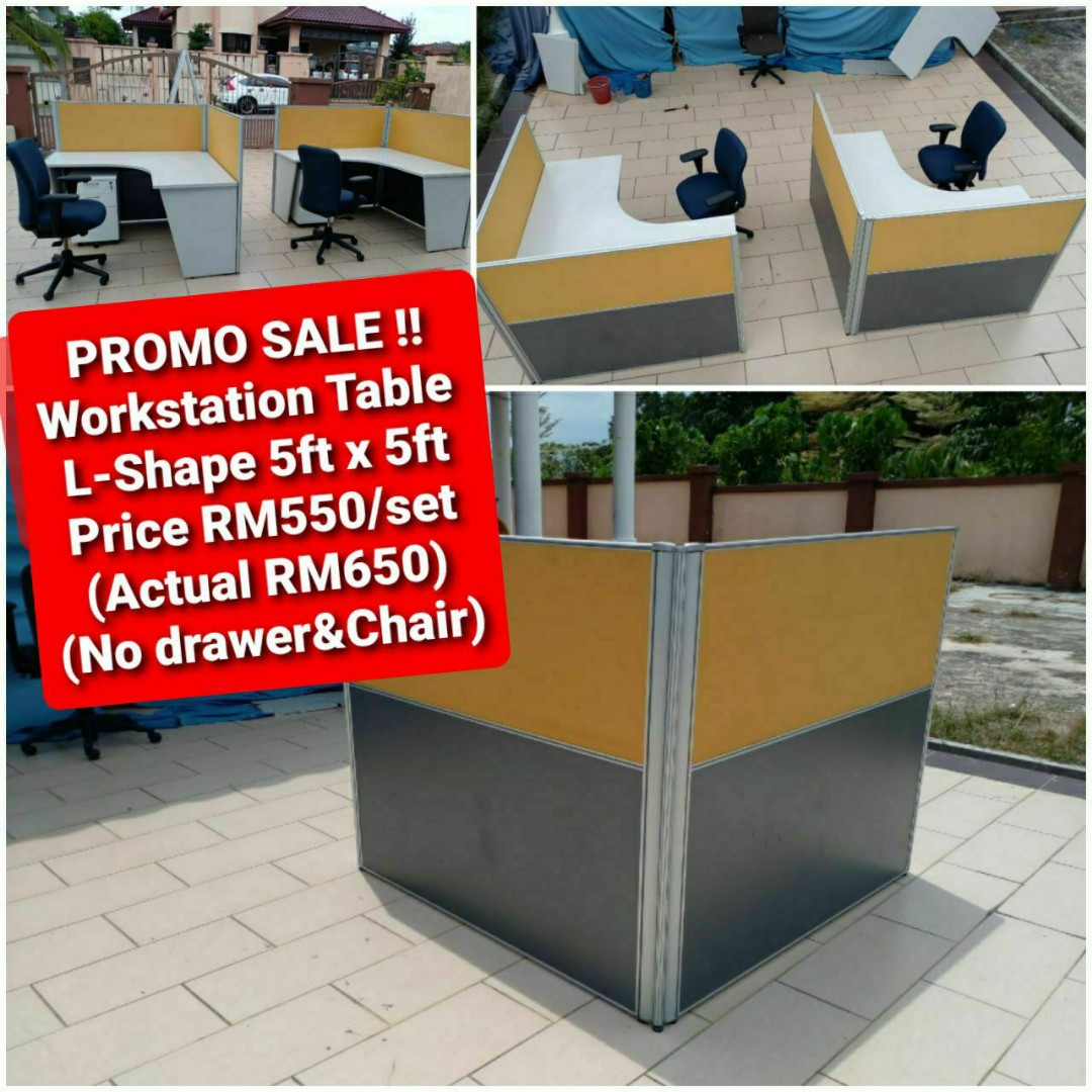 Workstation Table L-Shape 5ftx5ft, Furniture & Home Living, Furniture ...