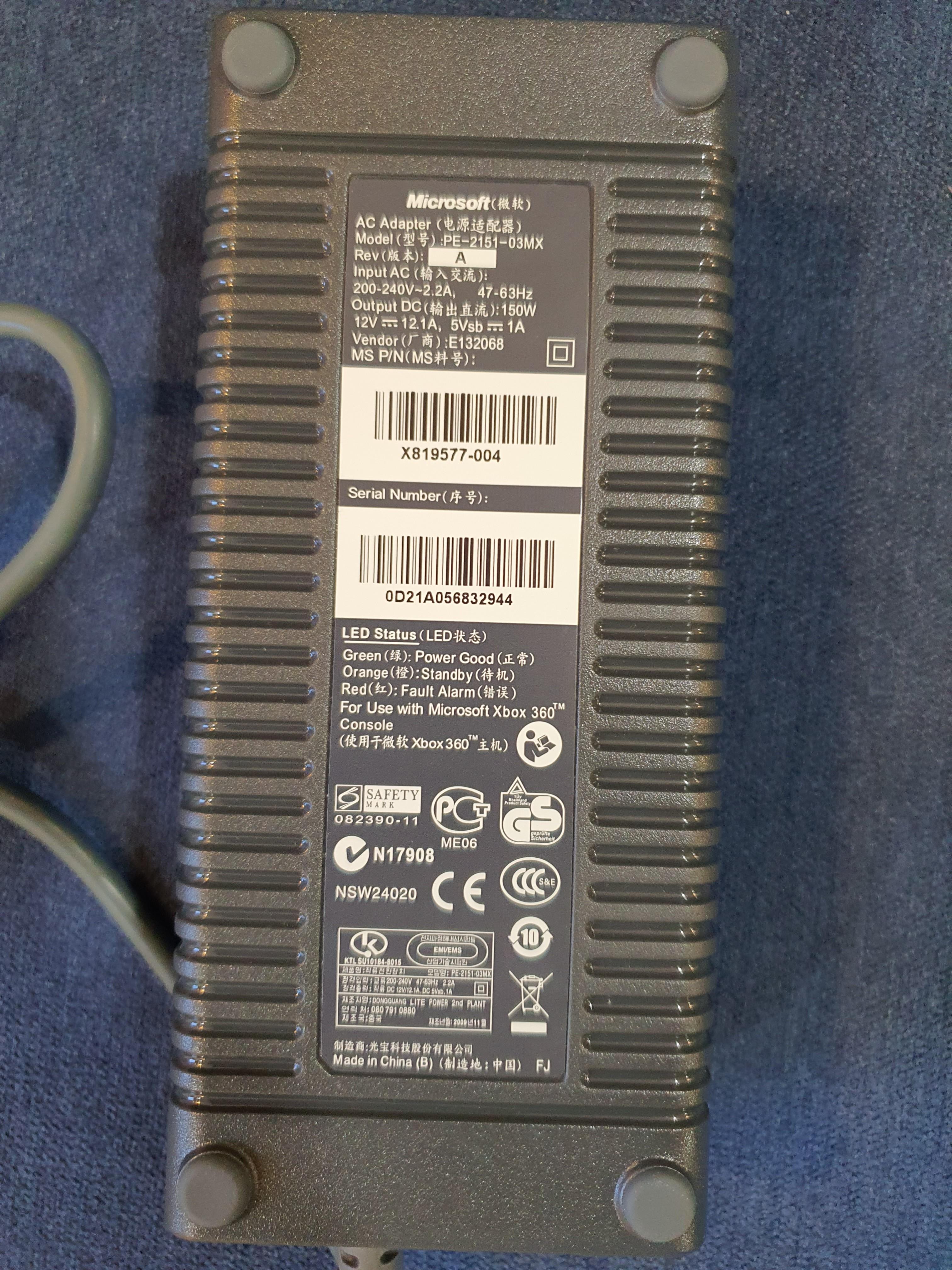 Xbox 360 Phat power brick (150W), Video Gaming, Gaming Accessories ...