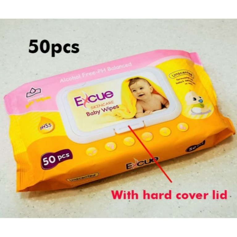 50 / 80 Sheets Excue Baby Wipes Wet Tissue Hand & Mouth Skincare With ...