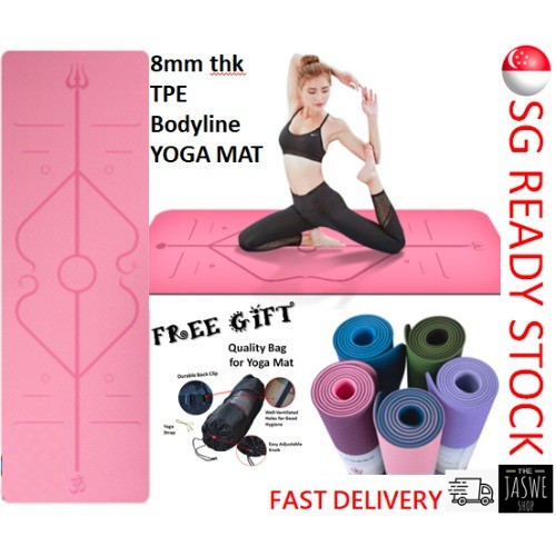 Yoga mat 8mmthk TPE bodyline, Sports Equipment, Exercise & Fitness ...
