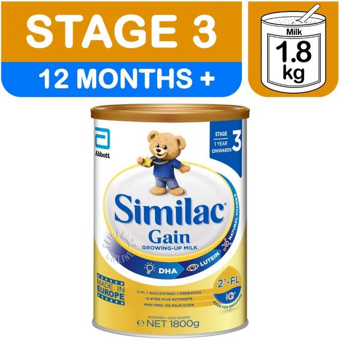 Abbott Similac Gain Growing Up Milk Formula - Stage 3 1.8kg, Babies ...