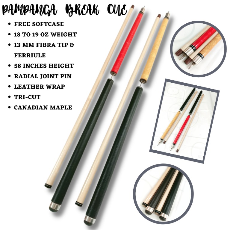 ANY 1 Pc. PAMPANGA BREAK CUE TRI-CUT BILLIARD CUE STICK / TAKONG ...