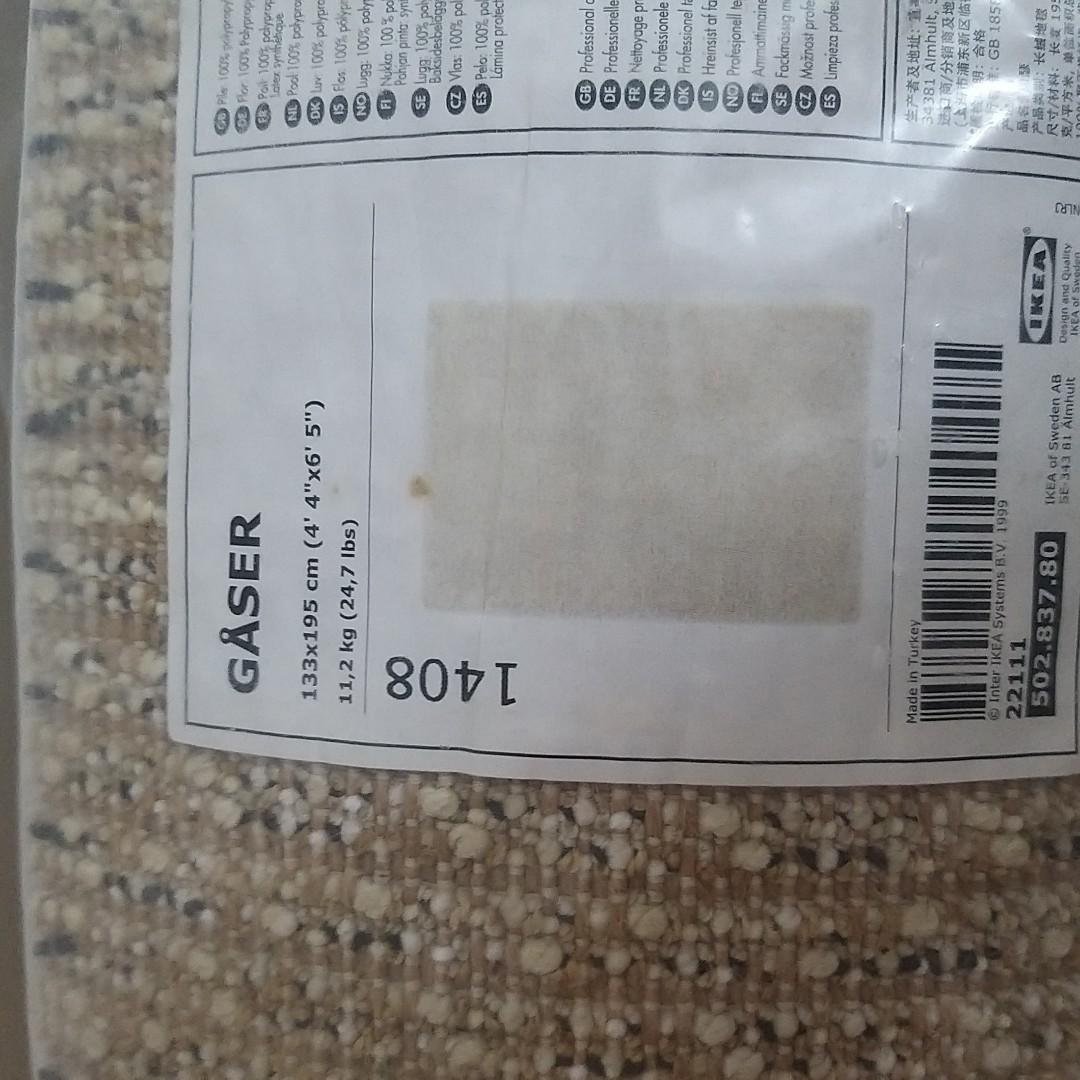BNIB IKEA Gaser High Pile Rug 133cm x 195cm, Furniture & Home Living ...