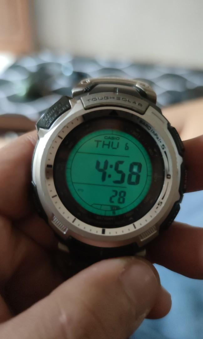 Casio Protrek titanium, Fesyen Pria, Jam Tangan di Carousell