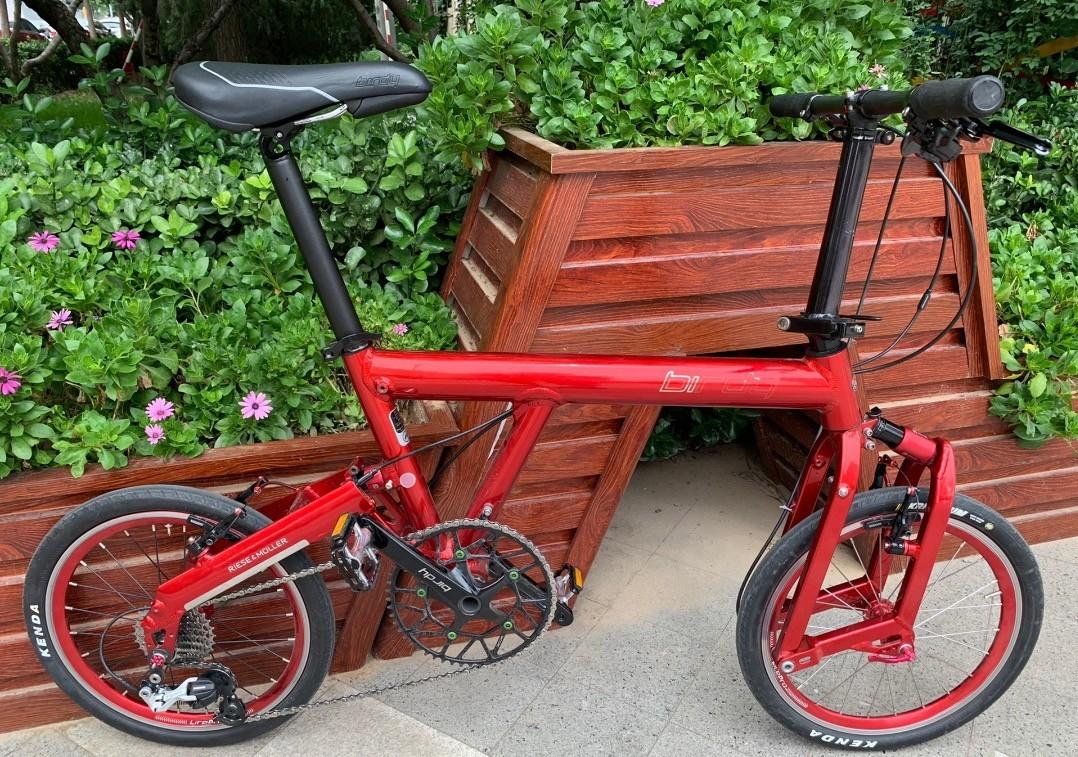 Classic Birdy Red 10-speed 18" Foldable Full Suspension Bike, Sports ...