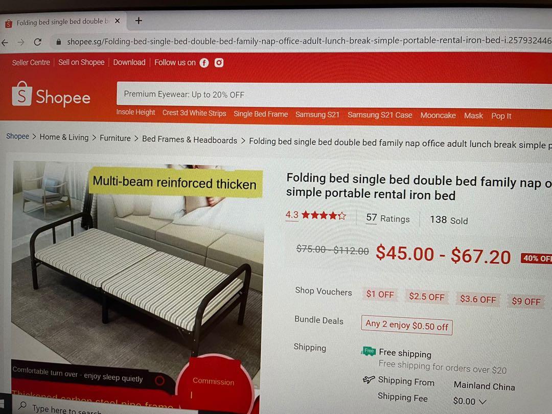 Folding bed from shopee, Furniture & Home Living, Furniture, Bed Frames ...