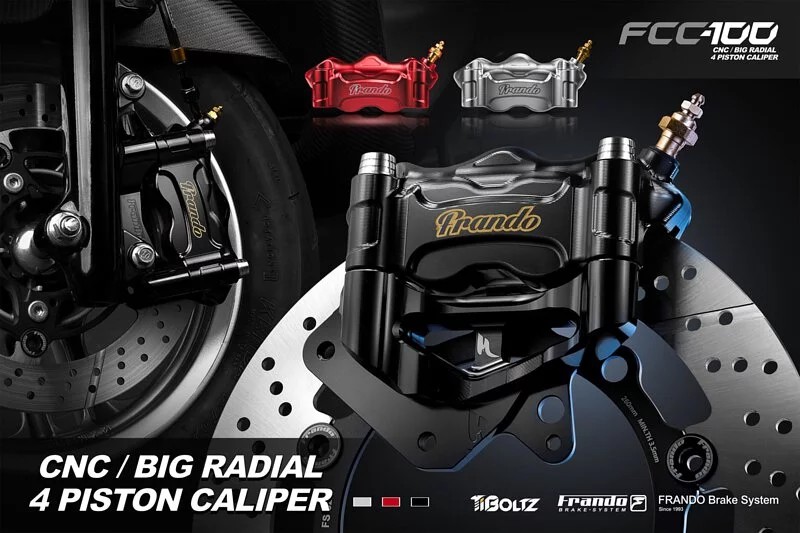 Frando FCC-100 CNC Radial 4 Piston Caliper, Motorcycles, Motorcycle Accessories on Carousell