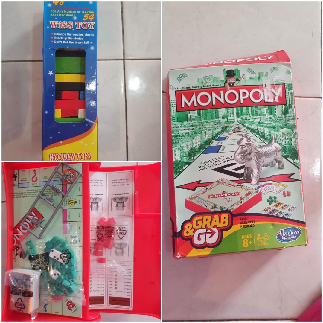 Grab and go Monopoly and balancing wooden block, Hobbies & Toys, Toys ...