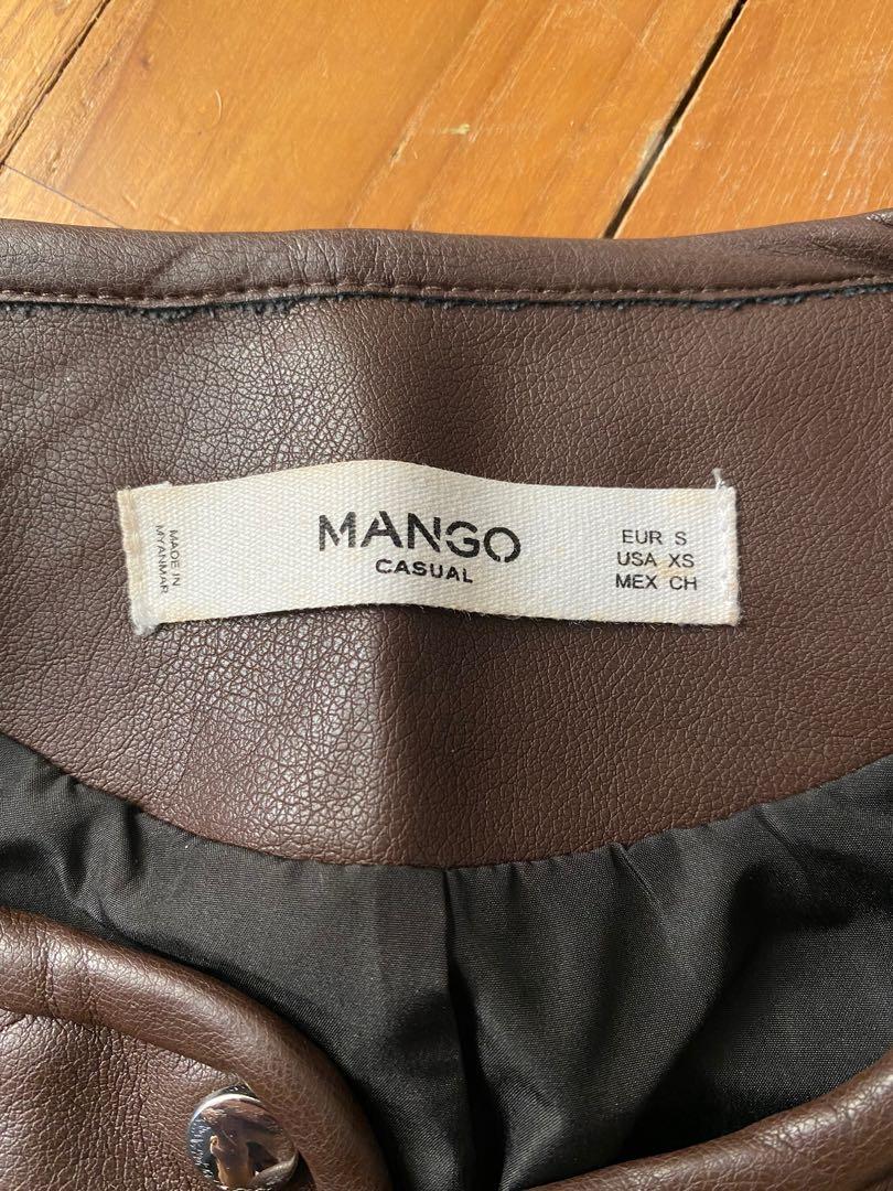 MANGO Faux Leather Jacket (Dark Brown), Women's Fashion, Coats, Jackets ...
