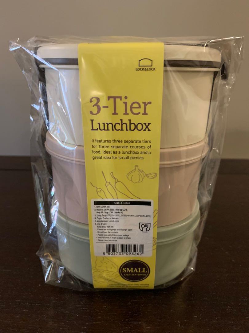 New Lock & Lock 3-tier Lunch Box, Furniture & Home Living, Kitchenware ...