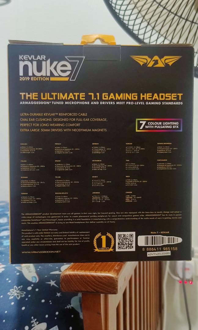 Armaggeddon Nuke 7 Kevlar Gaming Headset, Audio, Headphones & Headsets on Carousell