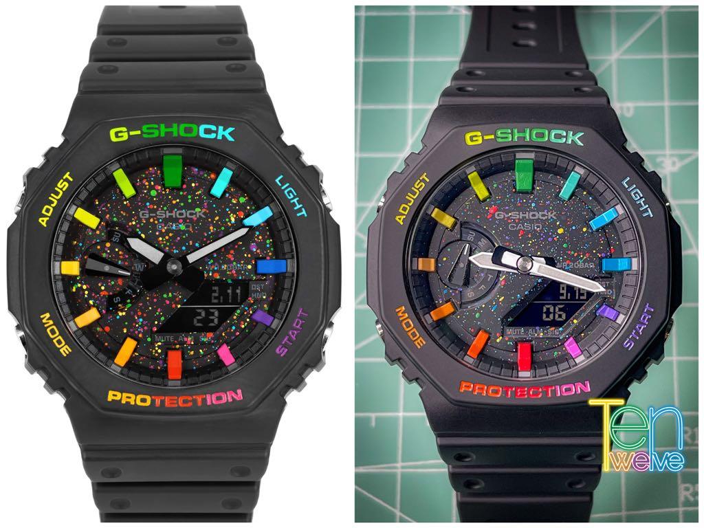 Casio G-Shock GA2100 GA2110 GA-2100 GA-2110 CasiOak Black Rainbow with ...