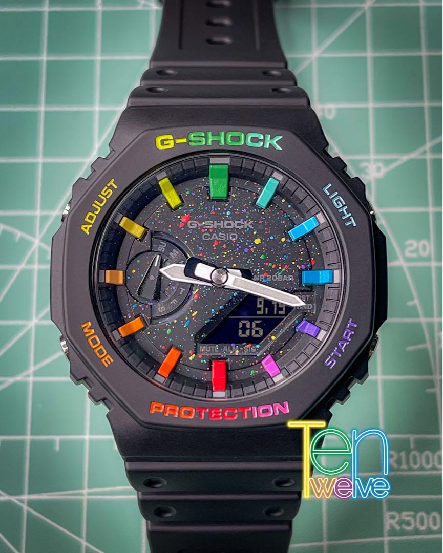 Casio G-Shock GA2100 GA2110 GA-2100 GA-2110 CasiOak Black Rainbow with ...